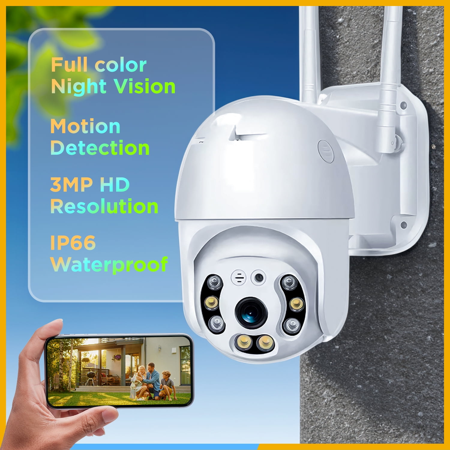 2K WiFi Security Camera, 3MP Ultra HD, Indoor/Outdoor, Night Vision ...