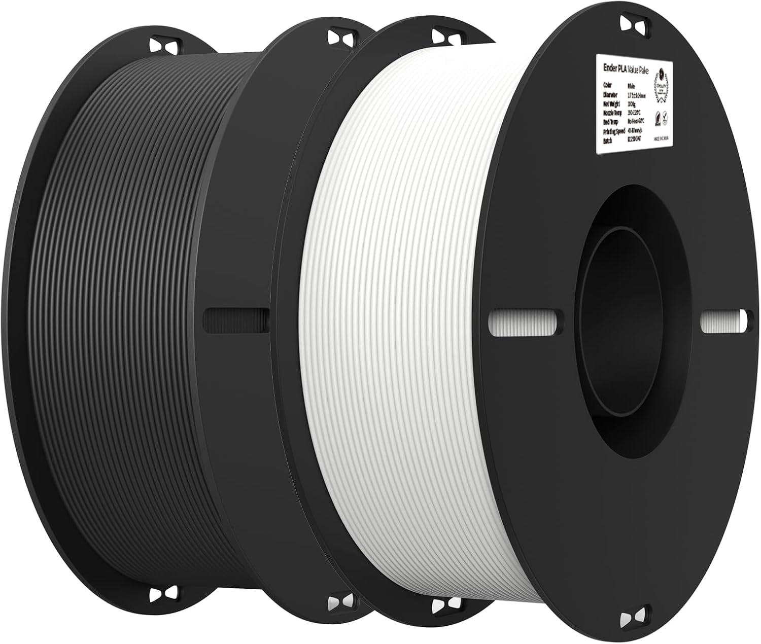 2kg Black & White PLA 1.75mm Filament Bundle for 3D Printing with No ...