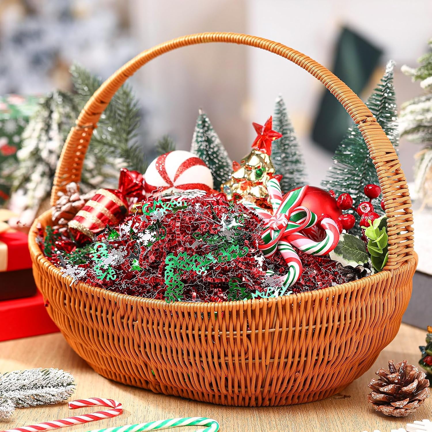 2lb Christmas Basket Stuffers Metallic Red Green Crinkle Cut Paper ...