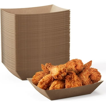 100 Pack 3-Lb Kraft Paper Food Trays, Disposable Serving Boats for ...