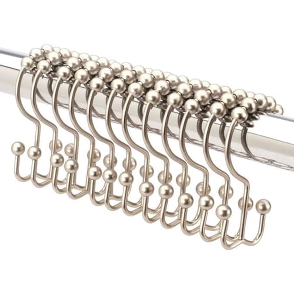 2lbDepot Double Sided Shower Curtain Hooks, Decorative Brushed Nickel ...