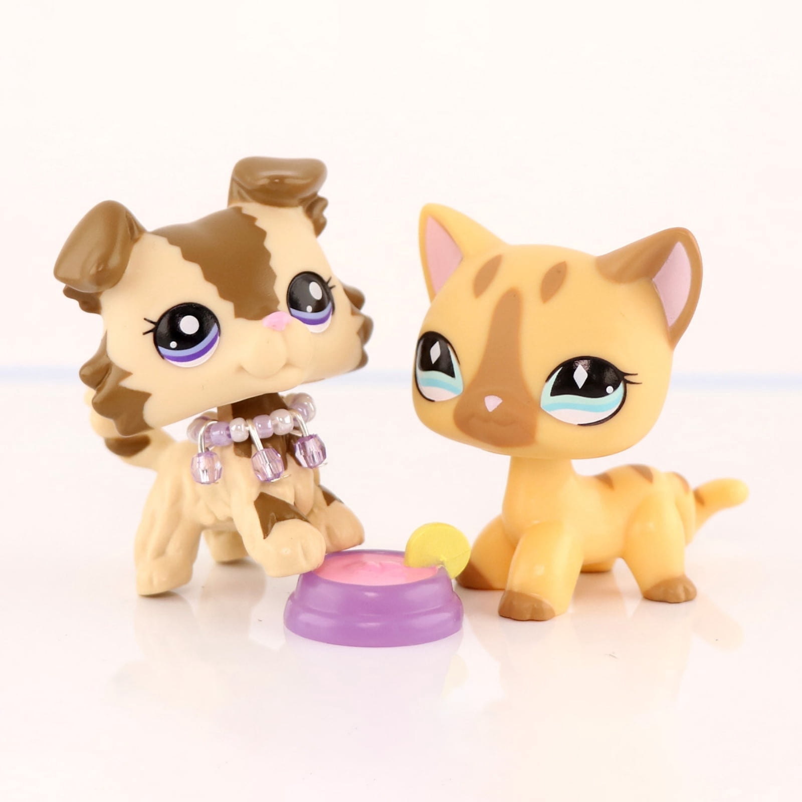 2lot Minilpsshop Little Pet Set,Collie #2210 Shorthair Cat #886 with ...