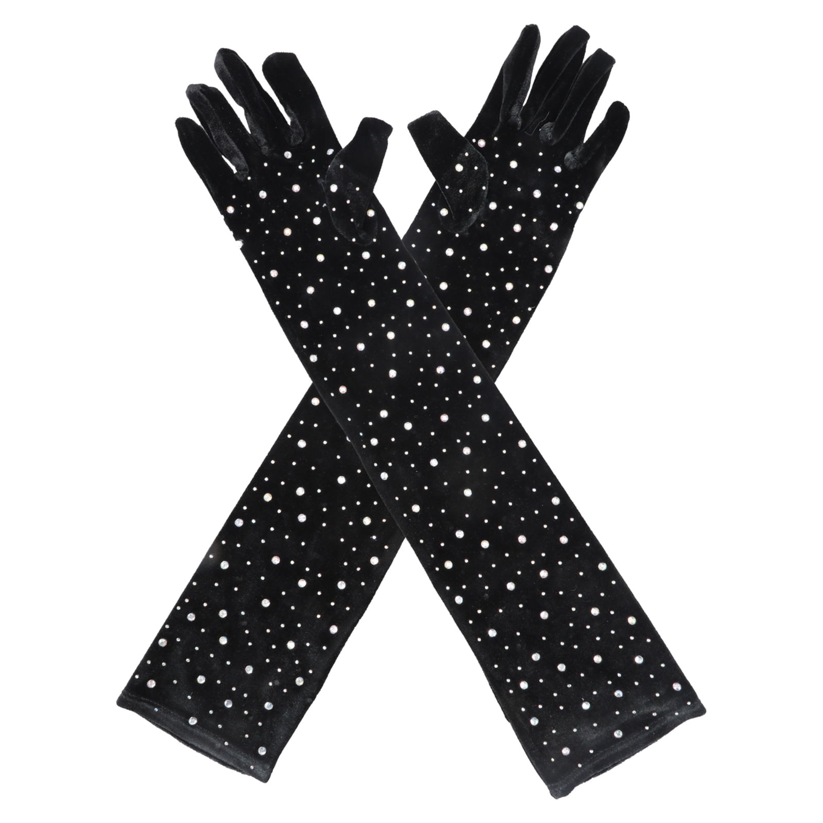 2lots Elegant Stretch Rhinestones Gloves Wedding Bridesmaids Meshes ...