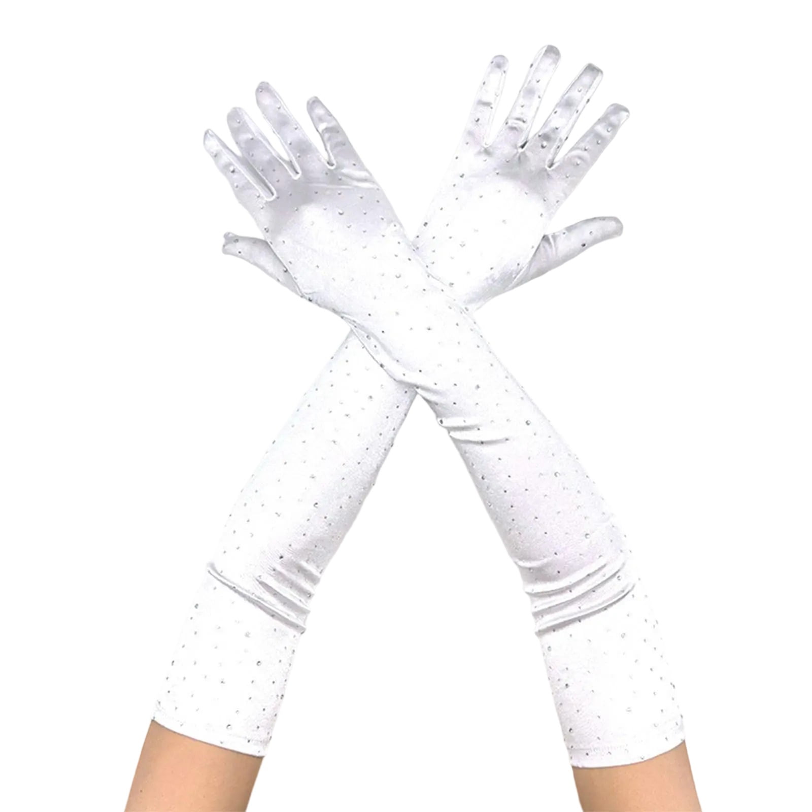 2lots Elegant Stretch Rhinestones Gloves Wedding Bridesmaids Meshes ...