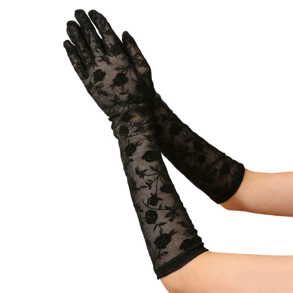 2lots Flowers Decoration Gloves Delicate Lace Bridal Gloves Dance ...
