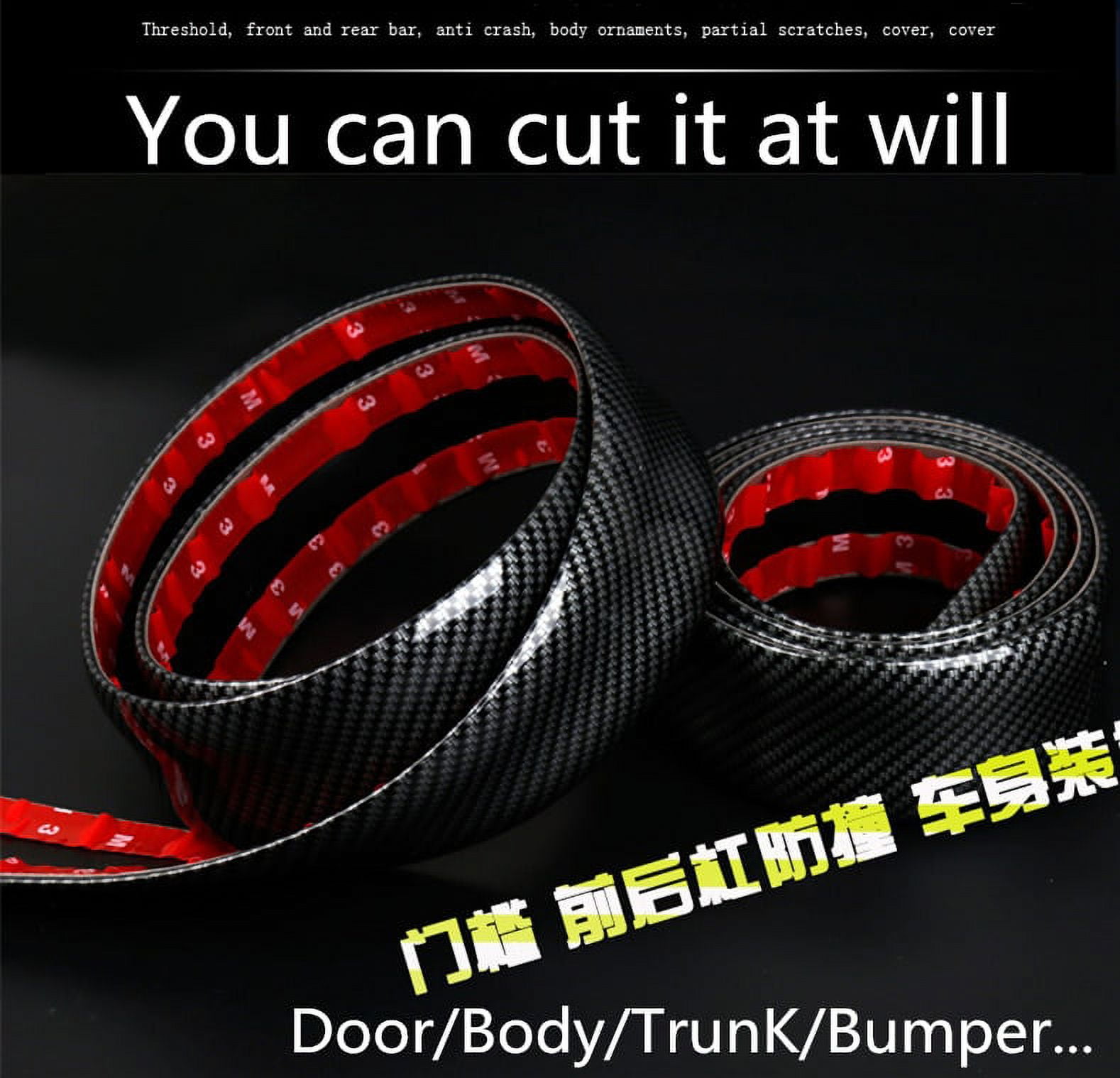 2m 3D Carbon Fiber Scuff Plate Door Trunk Bumper Sill Cover Panel Step ...