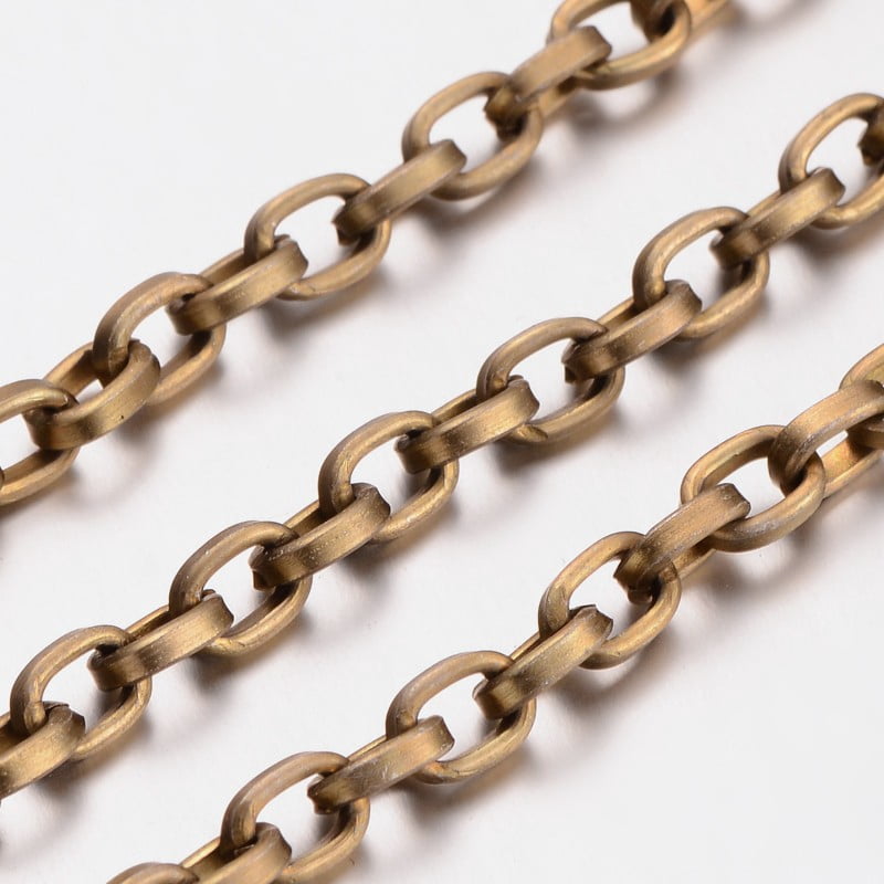 2m Aluminium Cable Chains Unwelded Flat Oval Oxidated in Antique Bronze ...