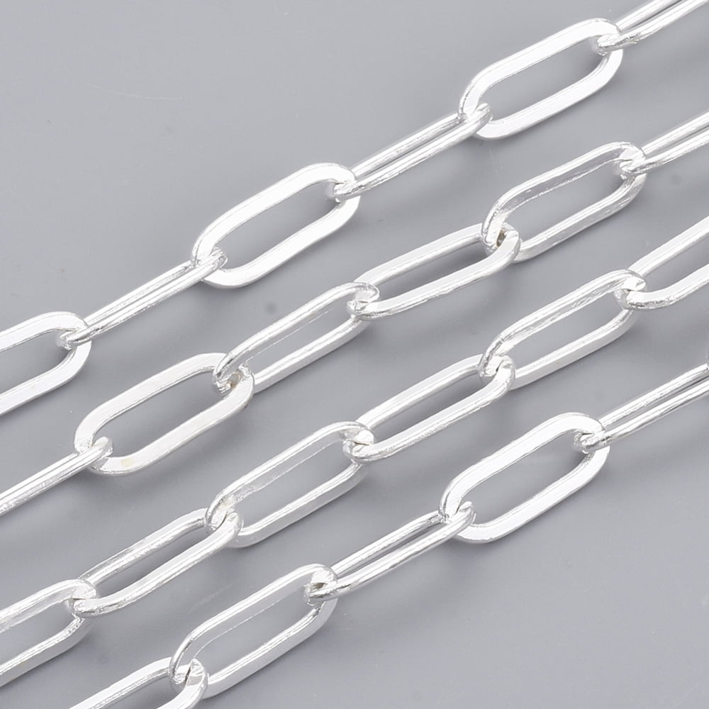 2m Brass Paperclip Chains Flat Oval Drawn Elongated Cable Chains ...
