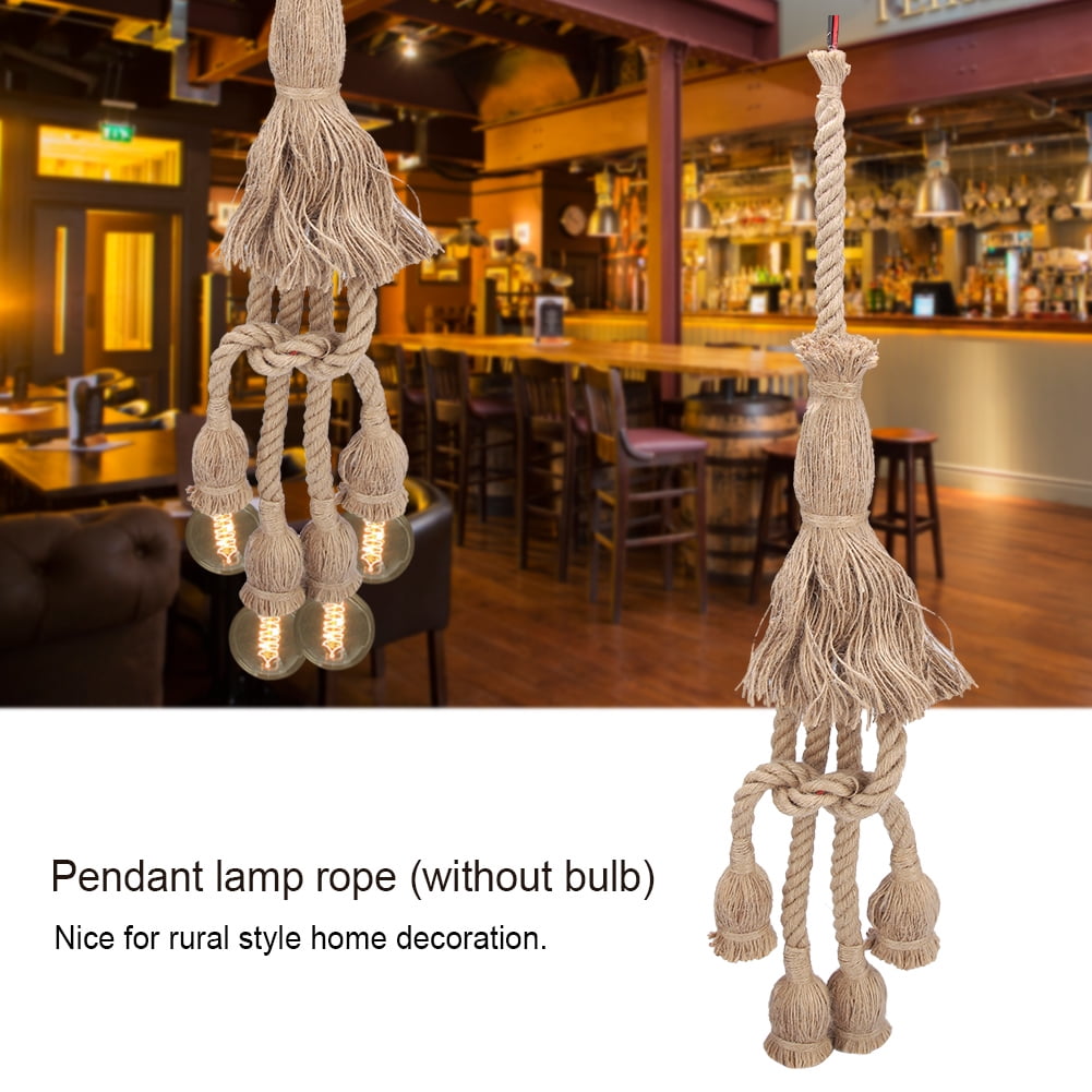 2m E27 Vintage Hemp Rope Ceiling Light Base Pendant Lamp Bulb Holder 85-265V (4*holder ...