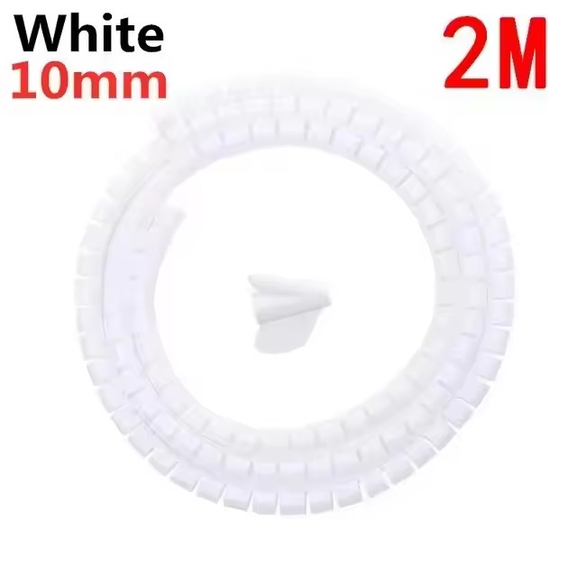 2m Flexible Spiral Cable Wire Protector Cable Organizer Computer Cord ...