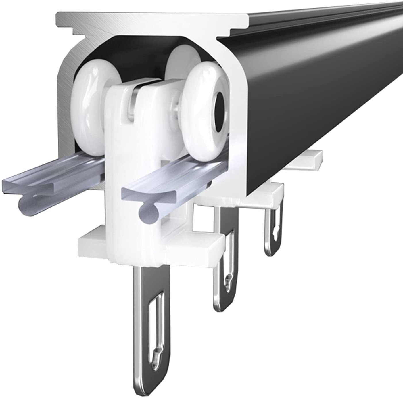 2m Heavy Duty Steel Curtain Hanging Track System w/ Rollers & Mounting ...