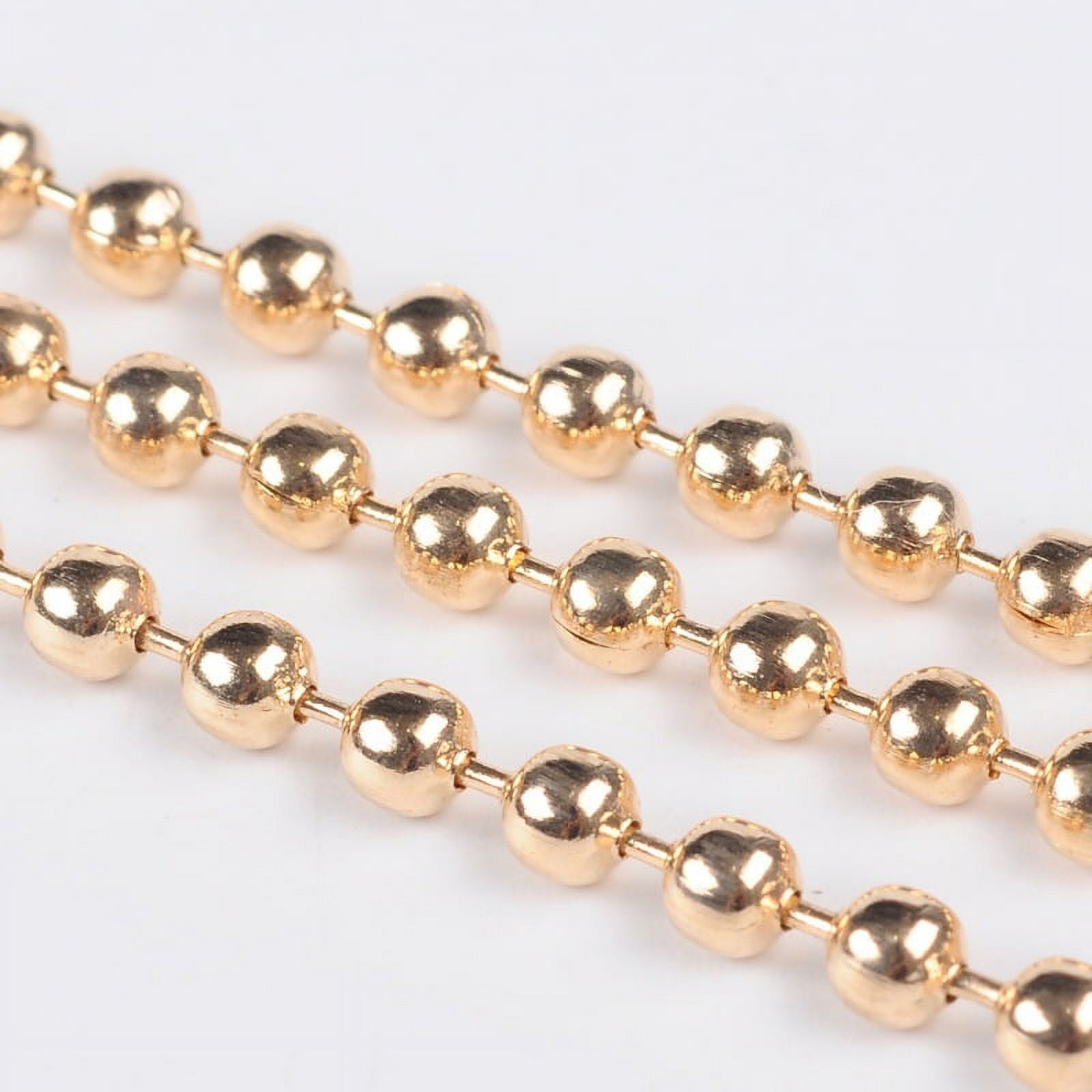 2m Iron Ball Bead Chains Soldered Light Gold 3.2mm DIY - Walmart.com