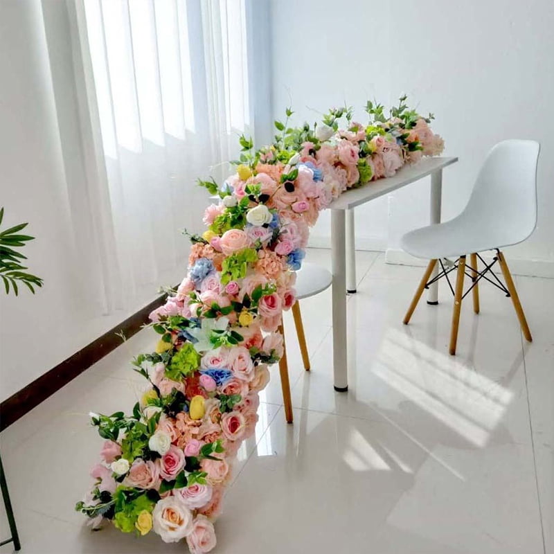 2m Luxury Runners Artificial Flower Row Table Centerpiece Wedding Rose ...