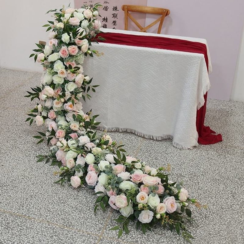 2m Luxury Runners Artificial Flower Row Table Centerpiece Wedding Rose ...