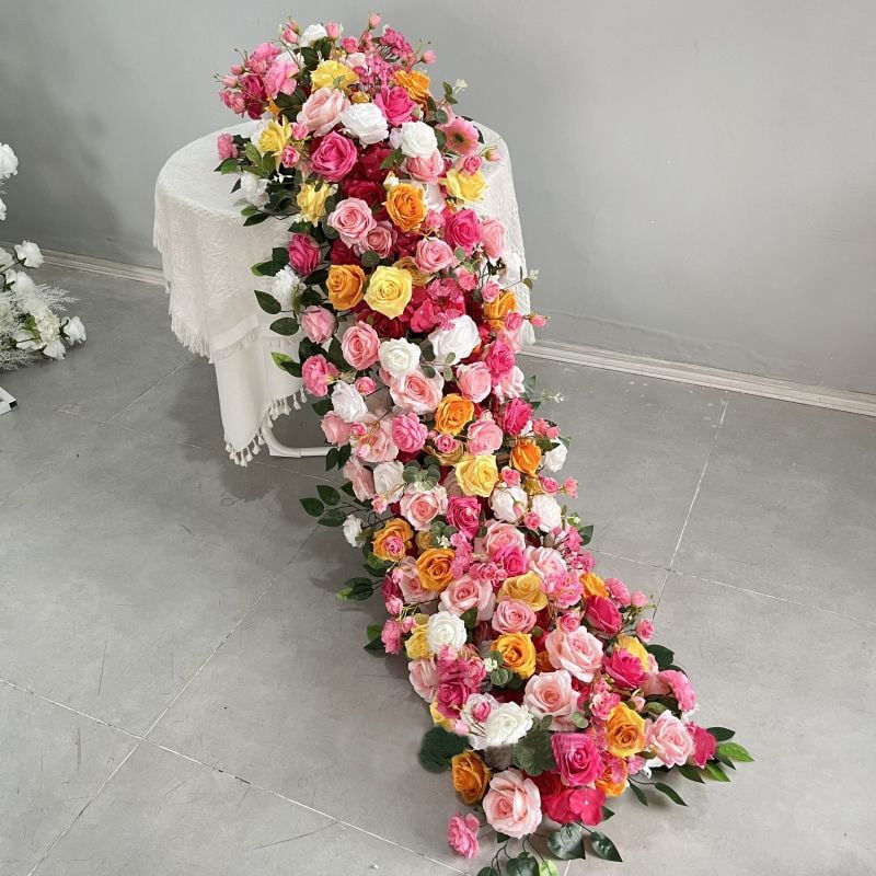 2m Luxury Runners Artificial Flower Row Table Centerpiece Wedding Rose ...