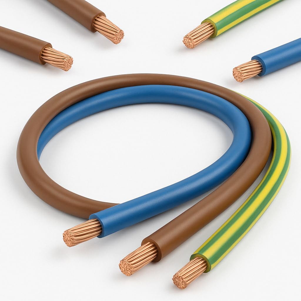 2m Meter Tails Cable Set – 25mm² Brown & Blue Double Insulated 6181Y ...