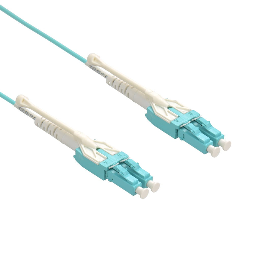 2m Uniboot LC/UPC-LC/UPC OM3 Multimode Duplex Aqua Fiber Optic Patch ...
