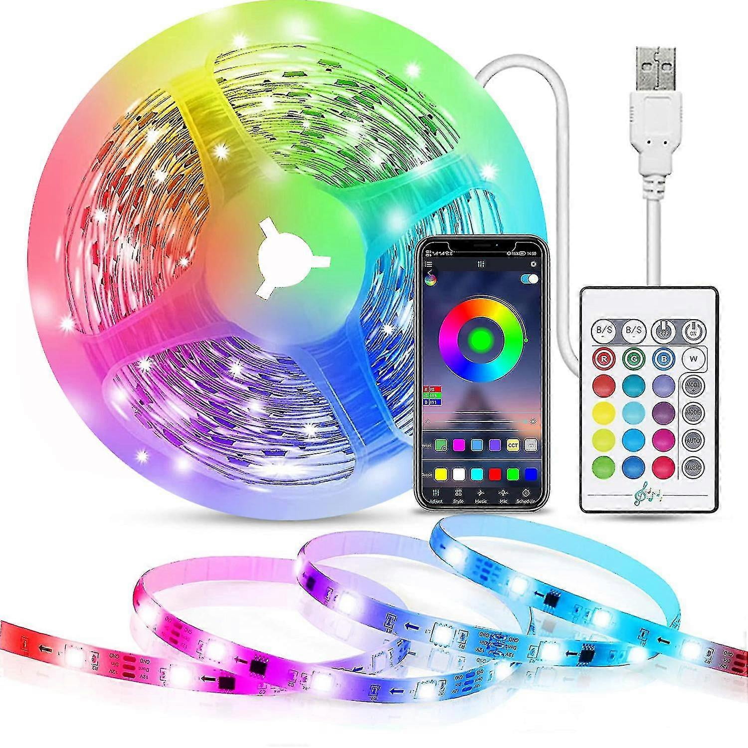 2m Usb Bluetooth Infrared Strip Light Music Rhythm Built-in Microphone ...