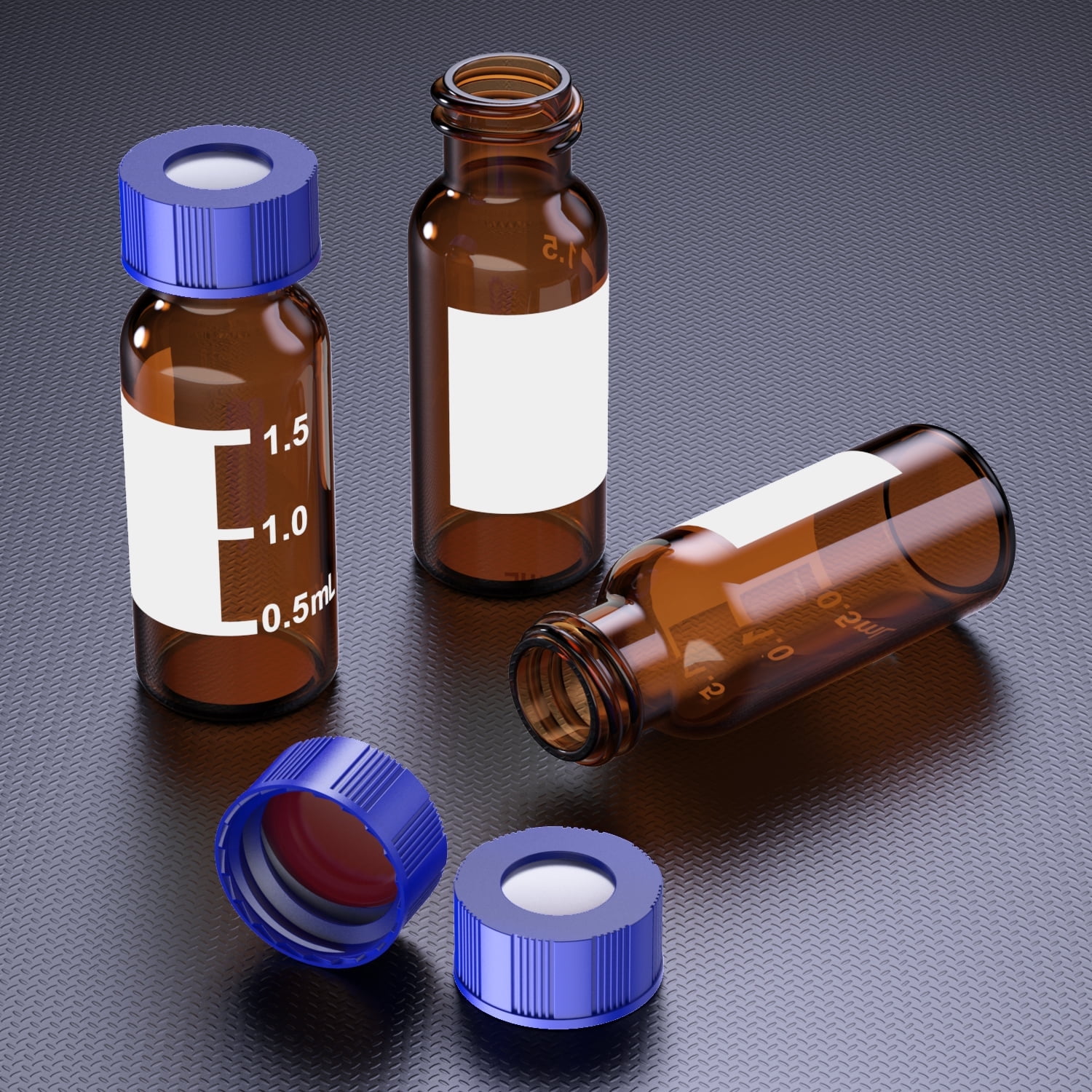 2mL Autosampler Amber Vials with Writing Area and Graduations, 9-425 HPLC, Screw Cap, White PTFE ...