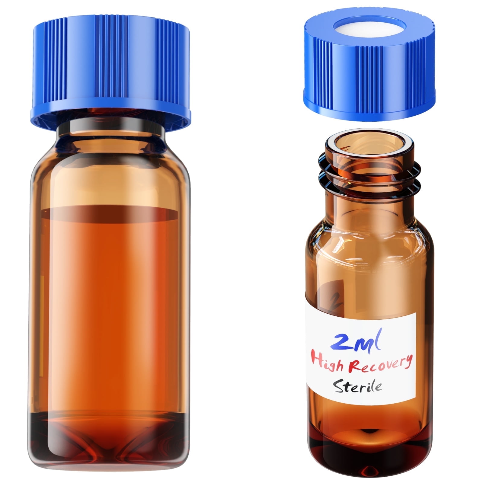 2mL Sterile Micro-insert with Screw Cap, Glass Insert Conical Bottom ...