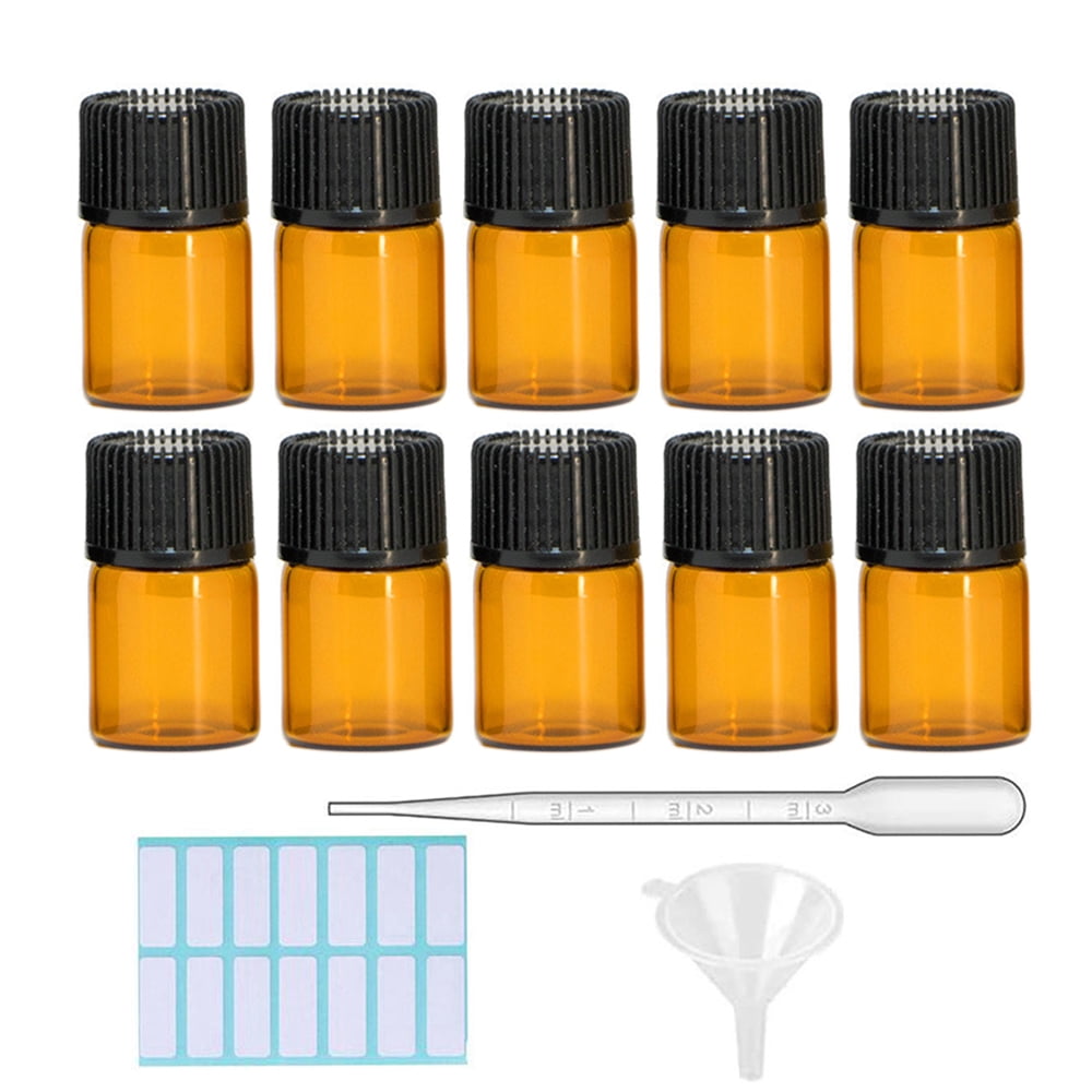 2ml Mini Amber Glass Bottles with No-hole Plugs and Cap for Essential ...