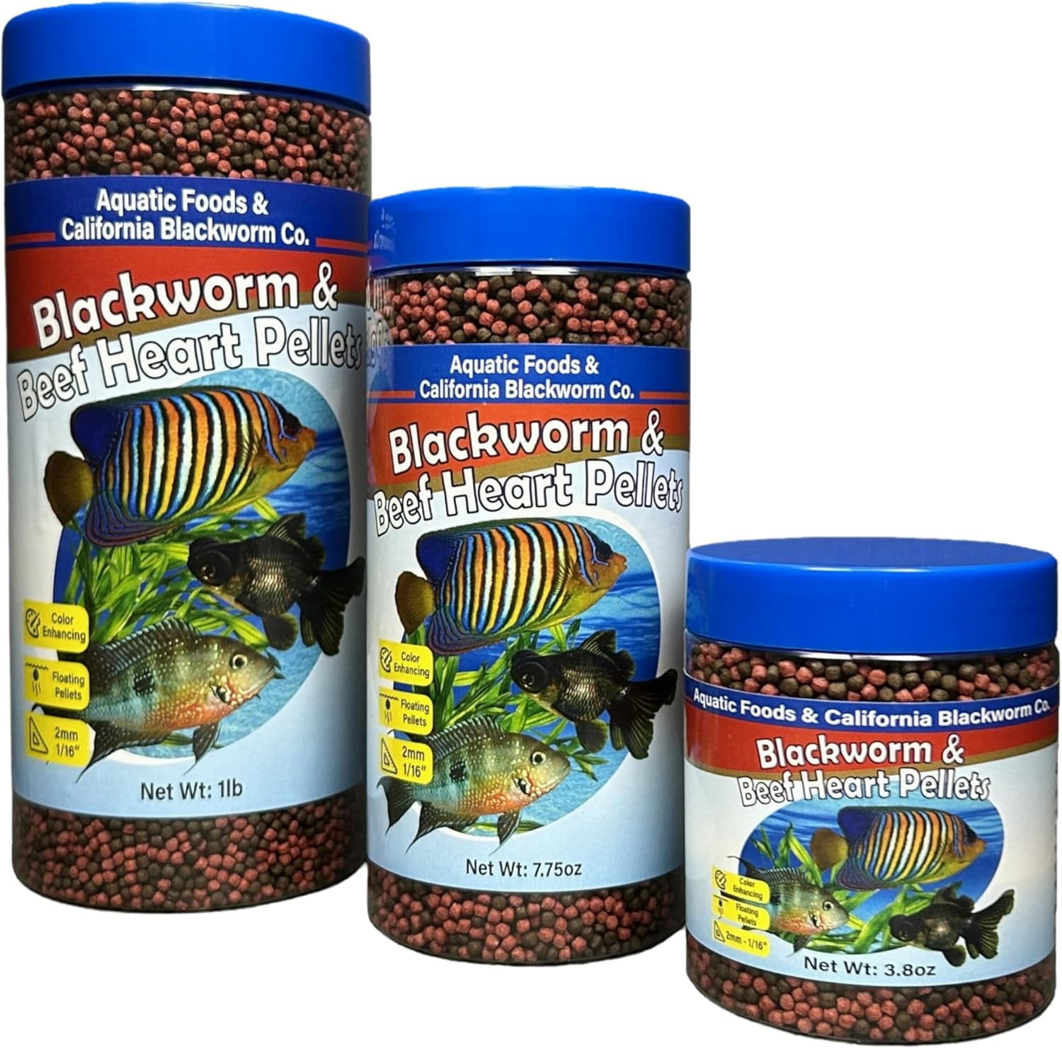 2mm -1/16" Blackworm/Beef Heart Floating Pellets for Marines, Cichlids ...