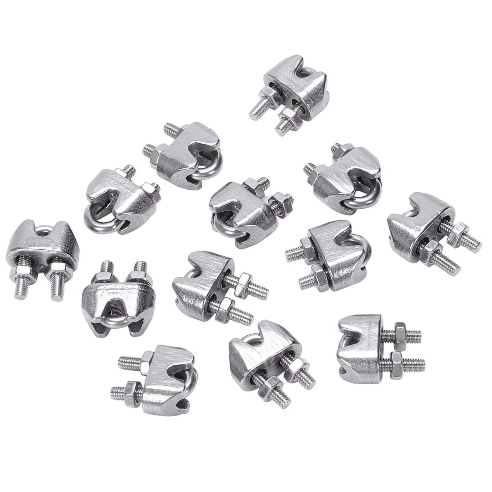 2mm 1/16 Inch Stainless Steel Wire Rope Cable Clamp Fastener 12pcs ...