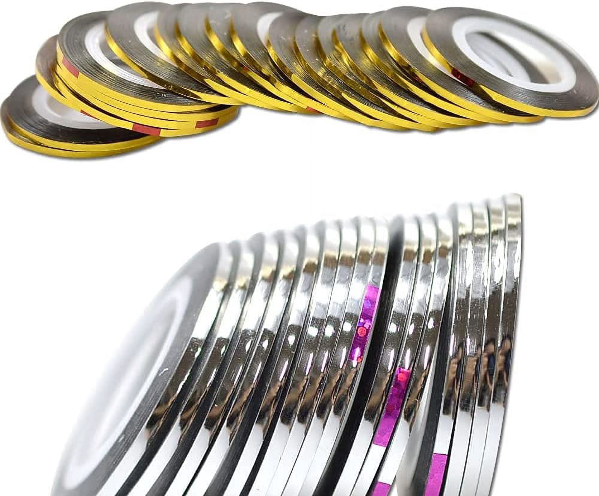 2mm 10 Rolls/Lot Gold Silver Black White Nail Laser Glitter Tips Wire ...