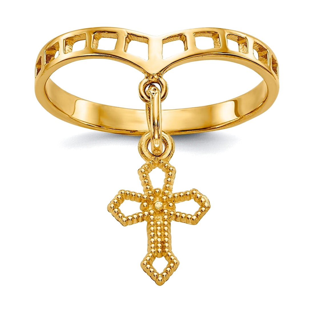 2mm 10k Solid Yellow Gold Polished Religious Faith Cross Dangle Charm ...