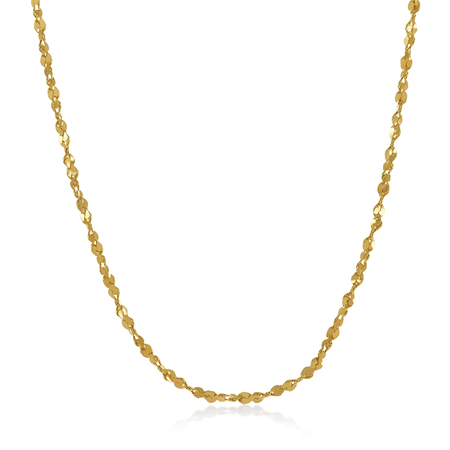 2mm 14k Yellow Gold Plated Twisted Singapore Chain Necklace, 36 inches ...