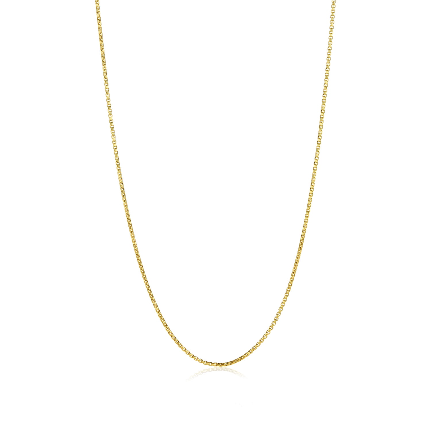 2mm 24k Yellow Gold Plated Stainless Steel Square Box Chain Necklace ...
