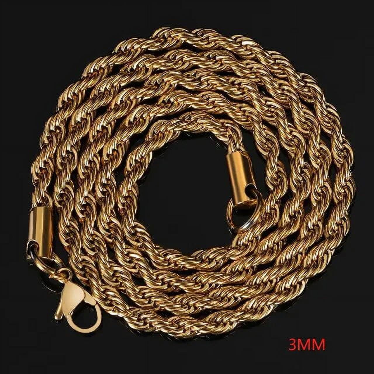 2mm 3mm 4mm 5mm Stainless Steel Vermeil Plated Rope Chain Necklace Bulk ...