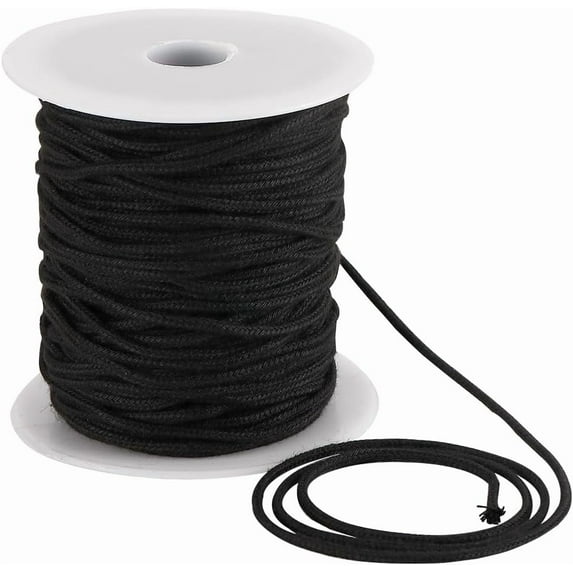 2mm 55 Yards Black Cotton Rope Soft Drawstring Replacement Ropes ...