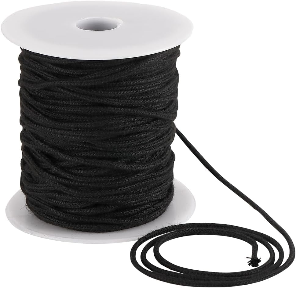 2mm 55 Yards Black Cotton Rope Soft Drawstring Replacement Ropes ...