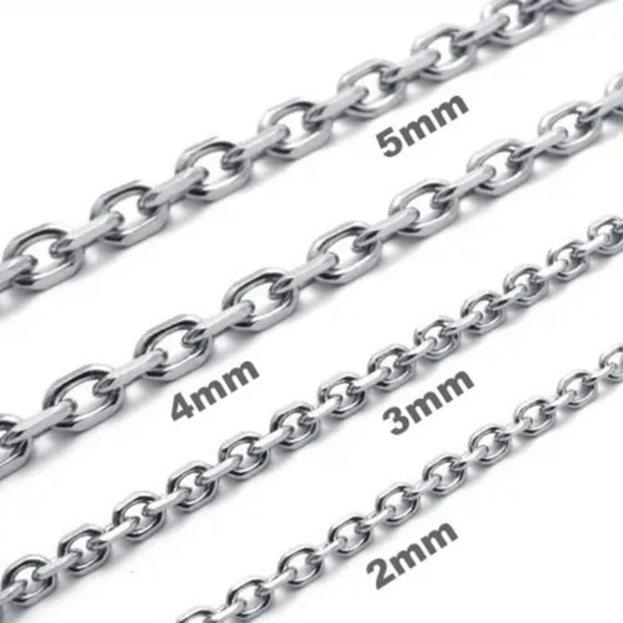 2mm-5mm 10"-100" Silver Stainless Steel Cross Chain Link Necklace ...
