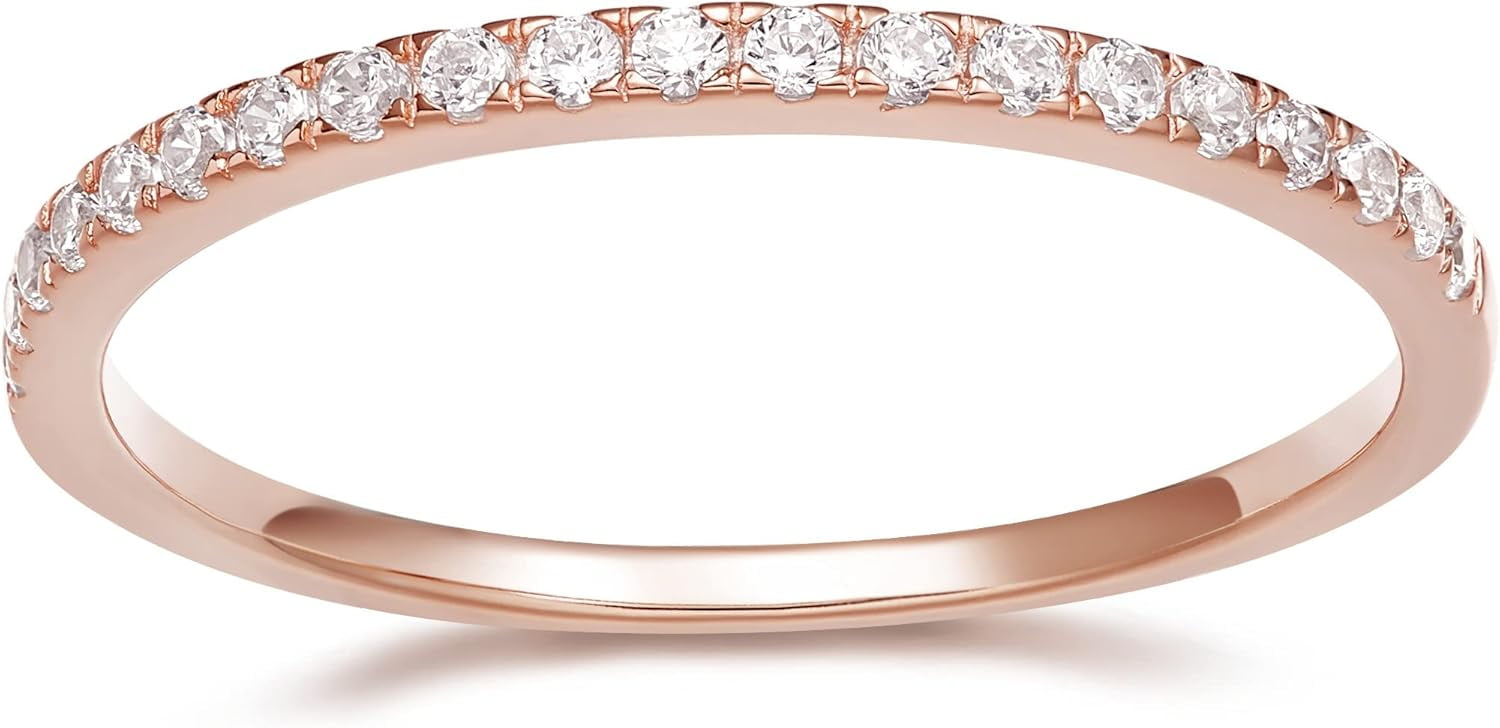 2mm 925 Sterling Silver Wedding Band Cubic Zirconia Half Eternity Stackable Engagement Ring Size ...