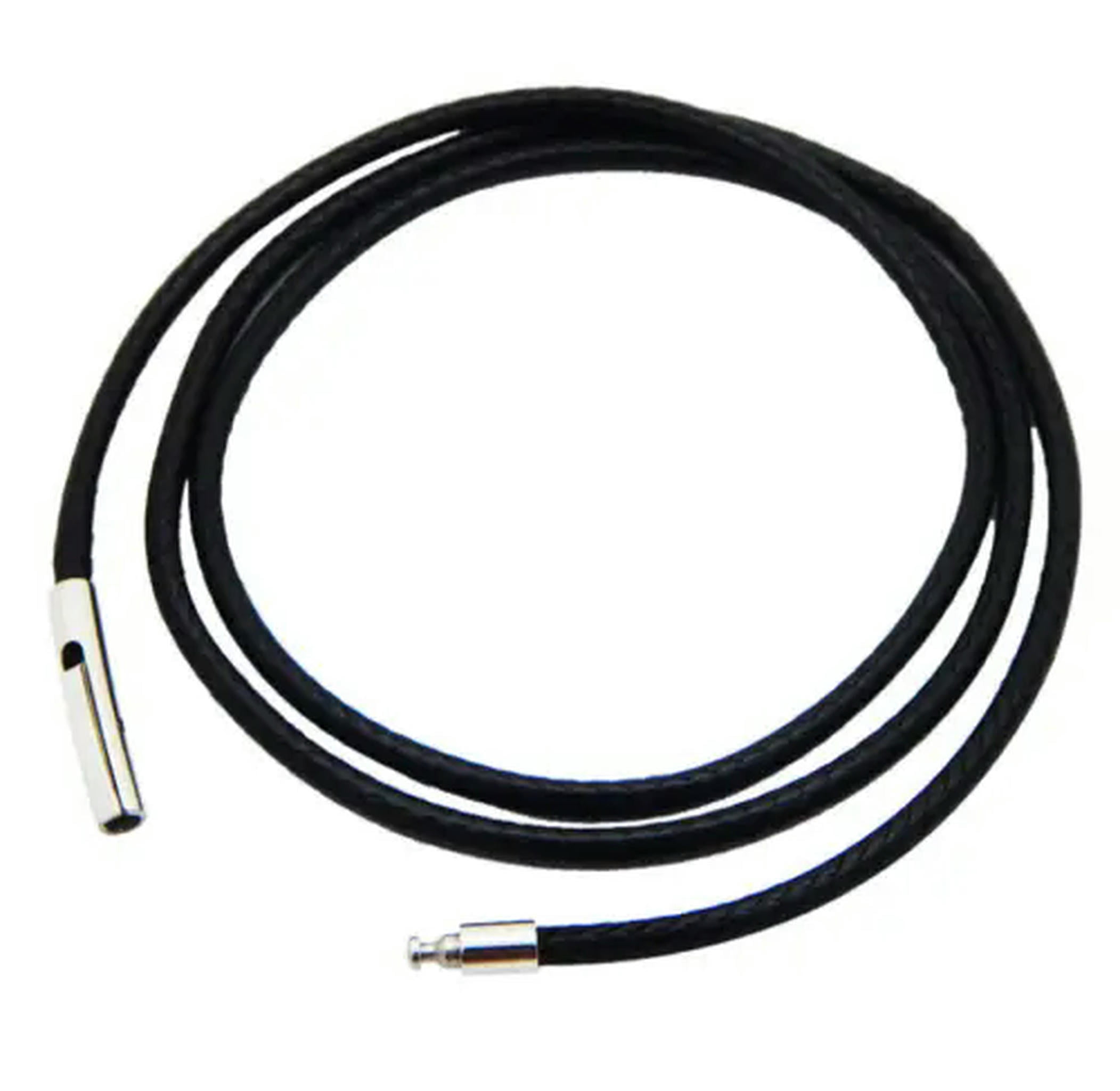 2mm Black Rope Leather Cord Chain Necklace Stainless Steel Clasp 16 ...