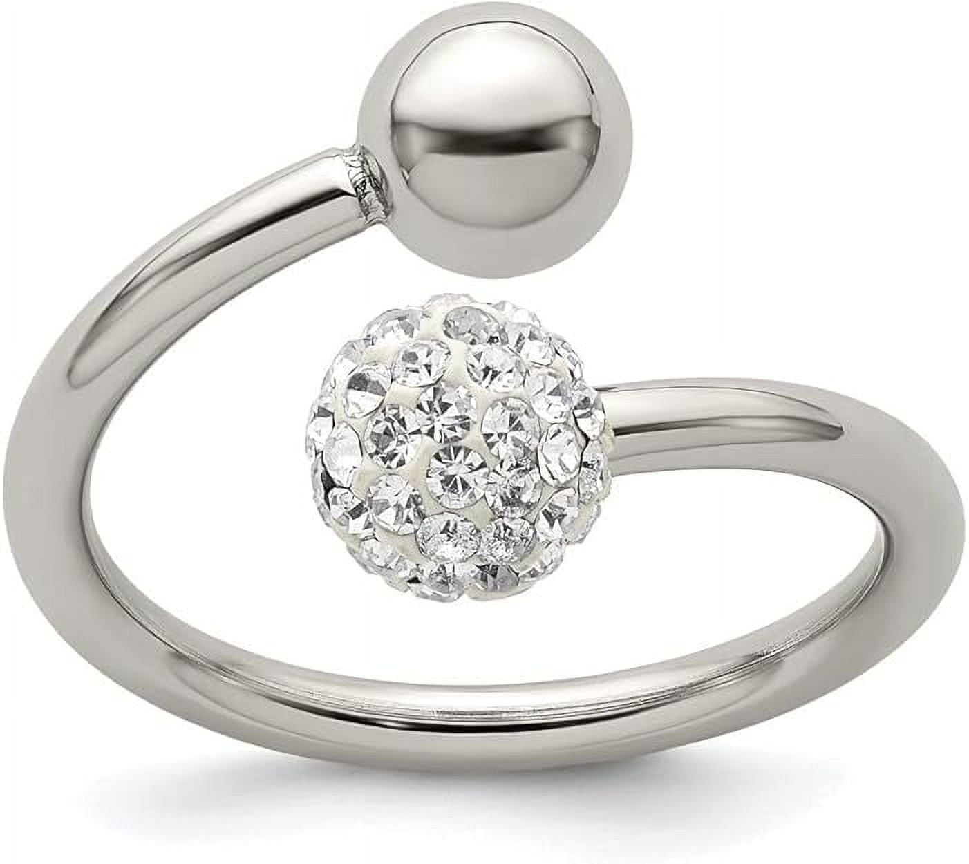 2mm Chisel Stainless Steel Polished With Preciosa Crystal Ring Jewelry ...