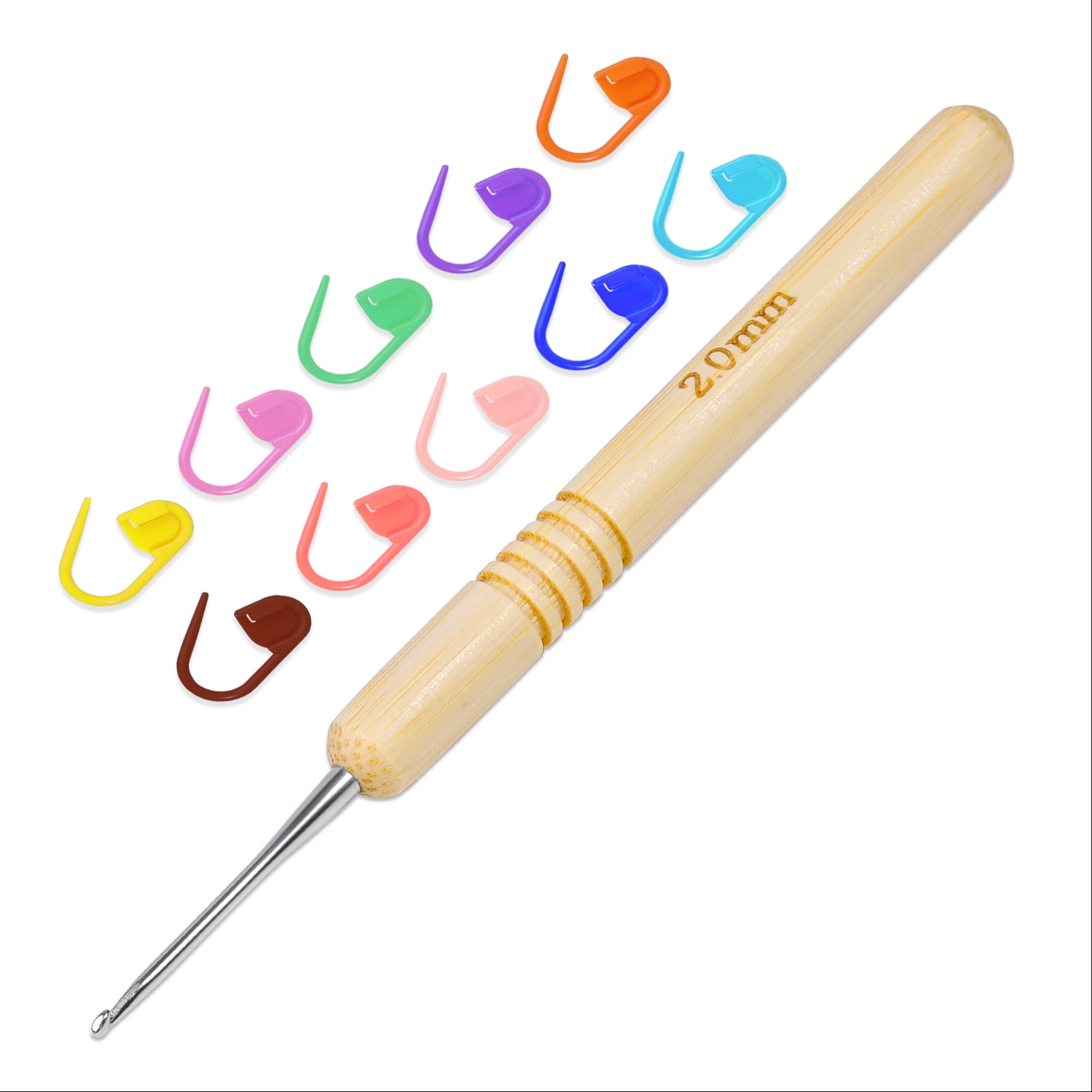 2mm Crochet Hook, Wooden Handle Crochet, Ergonomic Crochet with 10 Pcs ...