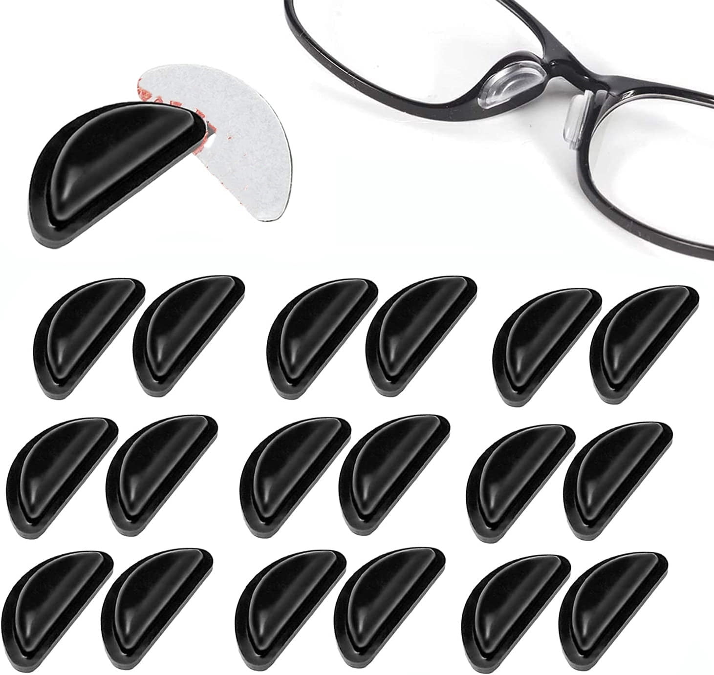 GIXUSIL 20 Pairs Black Soft Silicone Anti-Slip Eyeglasses Nose Pads for ...