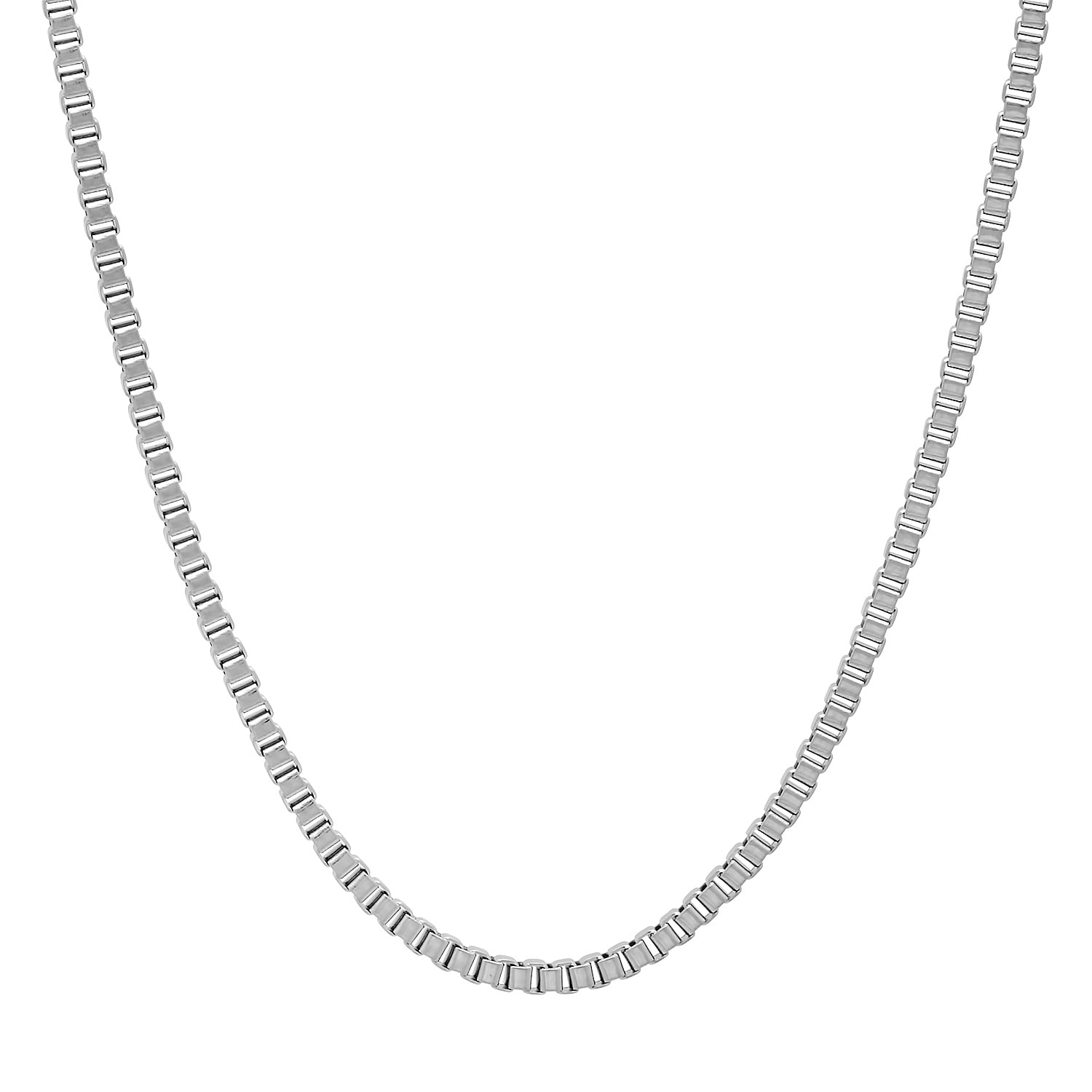 2mm High-Polished Stainless Steel Square Box Chain Necklace, 29.5 ...