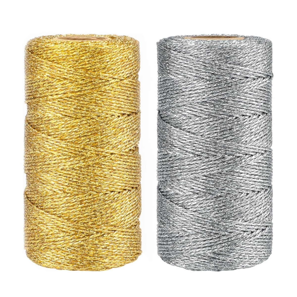 1mm Metallic Thread Cord, Boriyuan 2 Spool Inelastic Cord Gold Silver ...