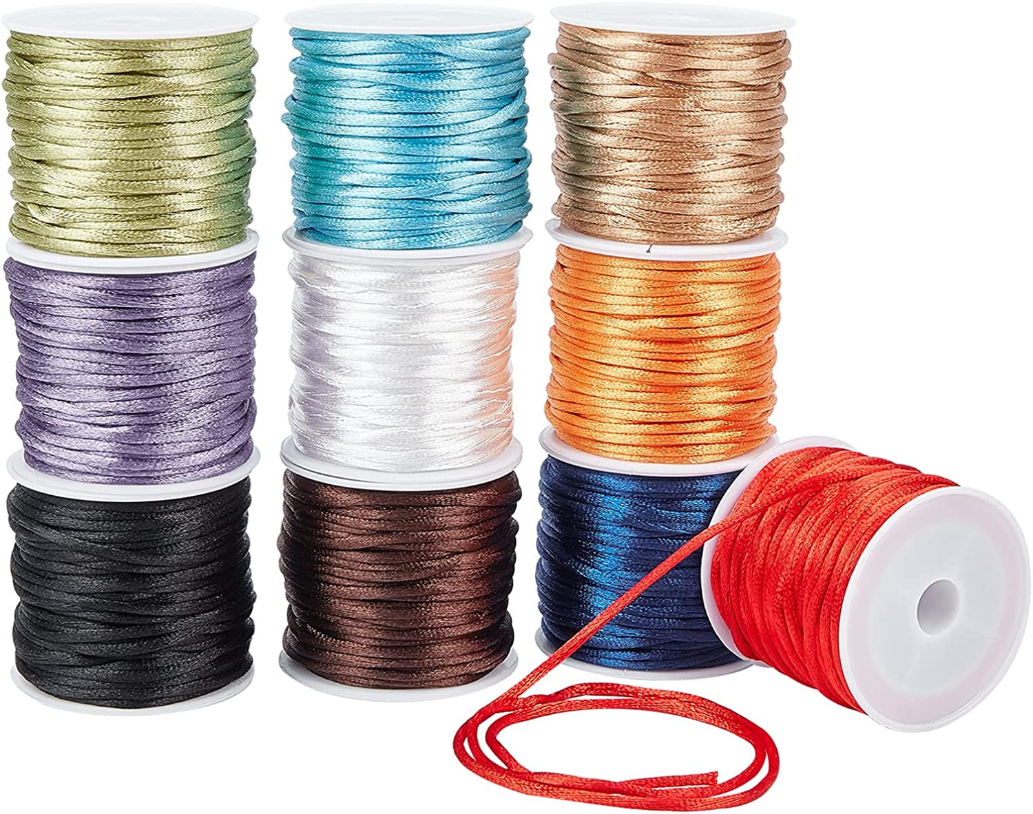 2mm Nylon Satin Silk Cords 10 Colors Satin Rattail Trim Cord Chinese ...