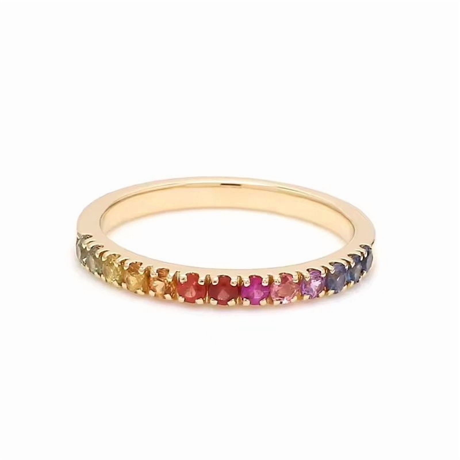 2mm Round Cut Lab created Multi sapphire and Half Eternity Unique ...