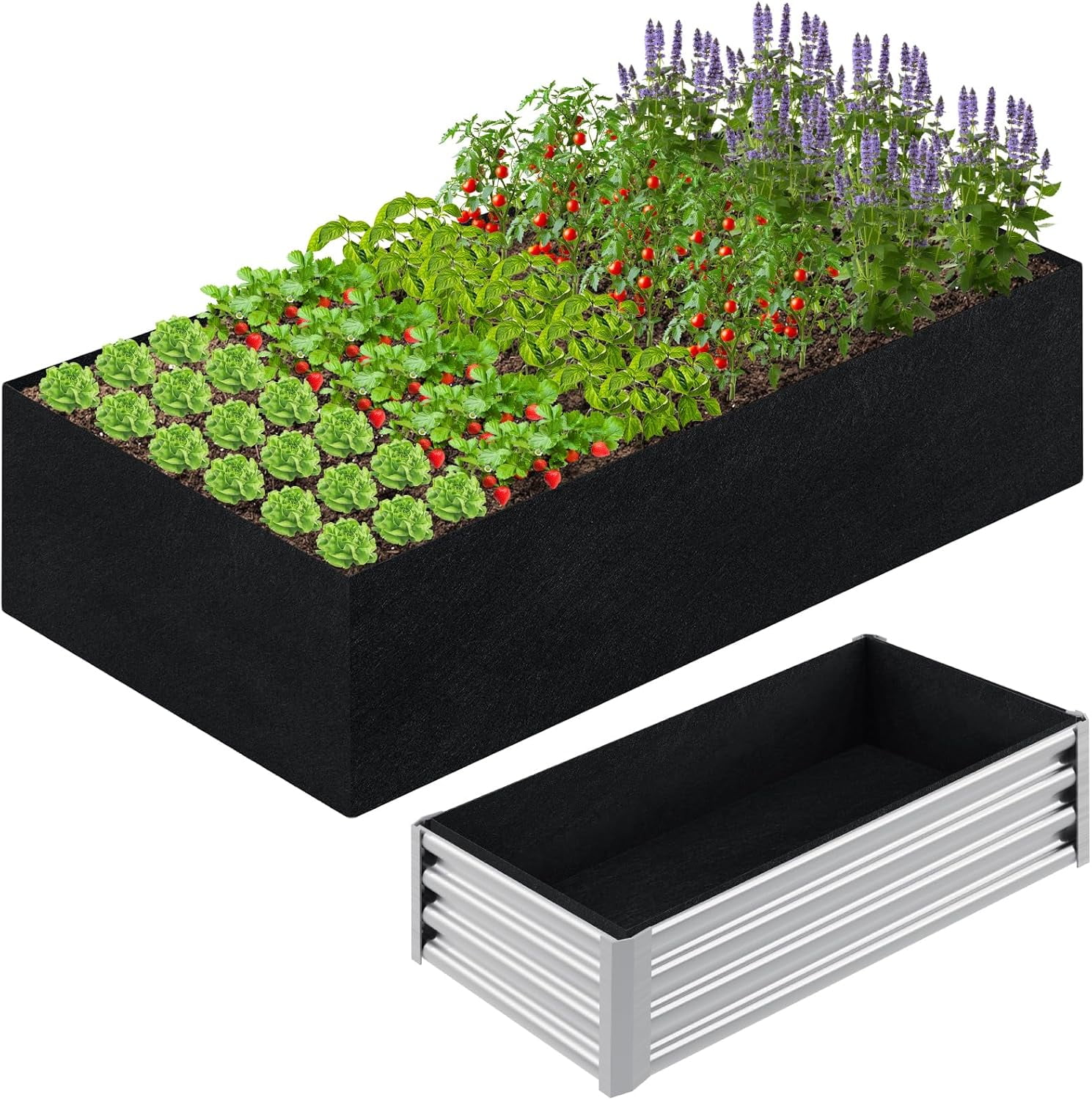 2mm Thick Garden Grow Bed Bags, 6x3x1 Feet Outdoor Raised Bed Liners ...