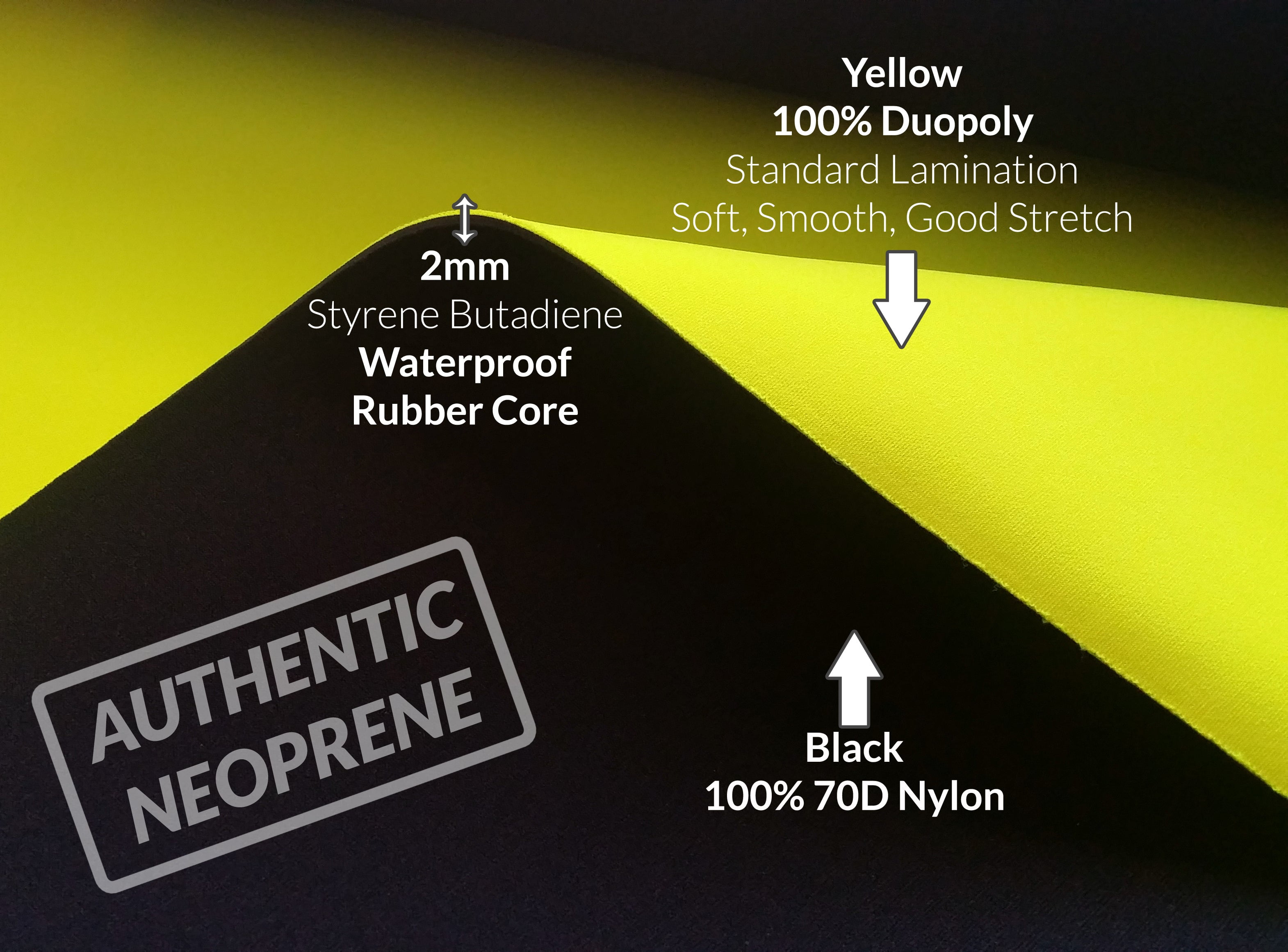 2mm Yellow Neoprene Fabric Cloth, Scuba Wetsuit Material, Stretch Nylon ...