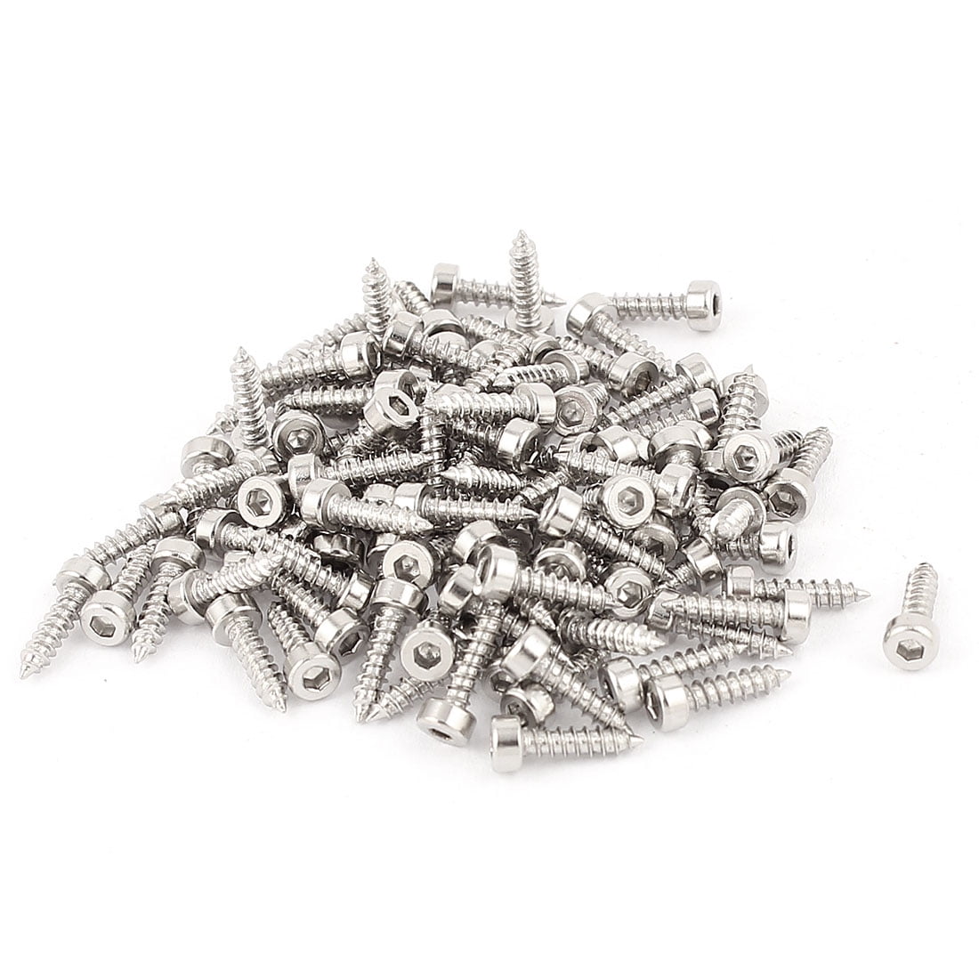 2mm x 8mm Threaded Nickel Plated Hex Head Self Tapping Screws 100 Pcs ...