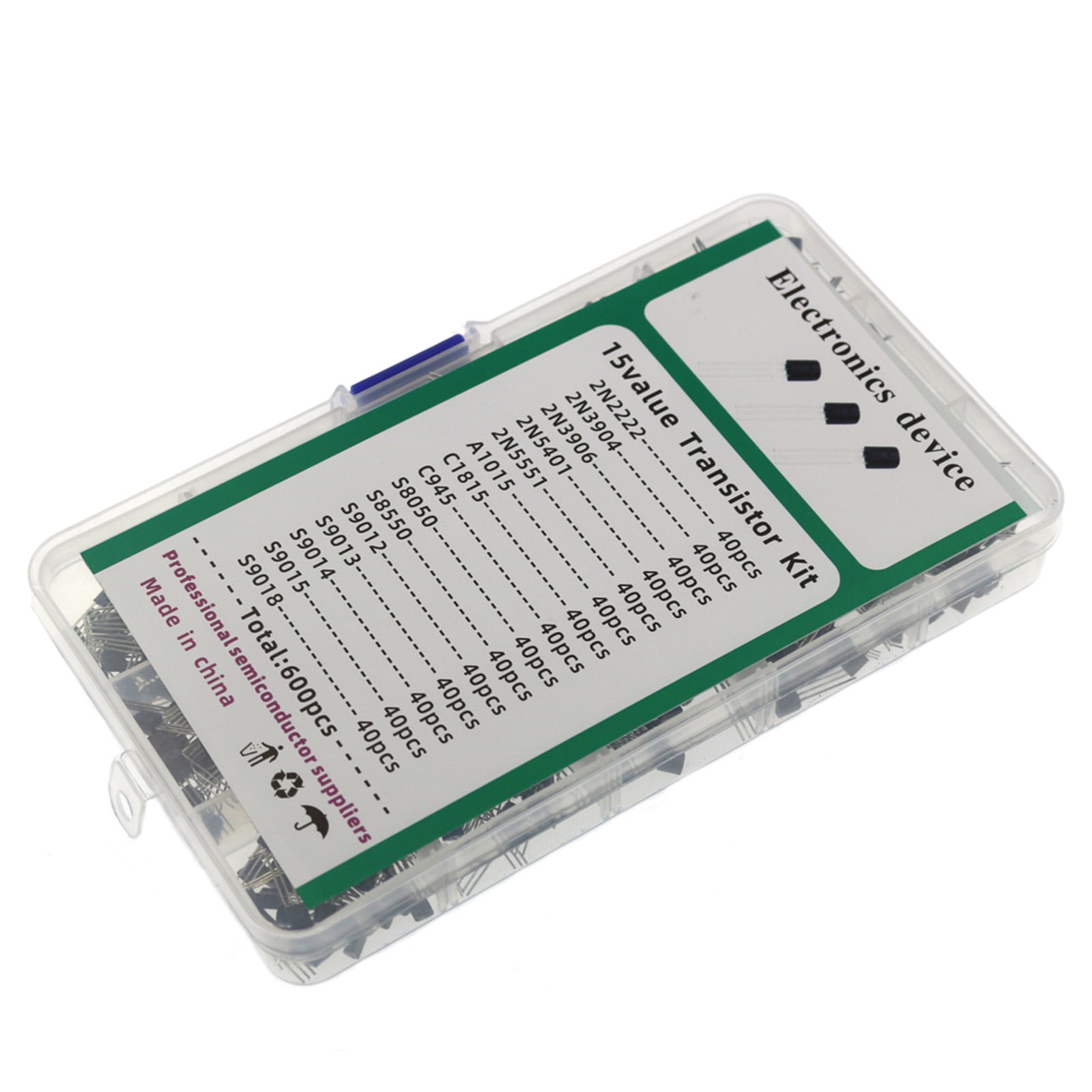 2n222/ 600PCS TO-92 Transistor 15 Types Values Kit Set 2N222/ 2N3904 ...