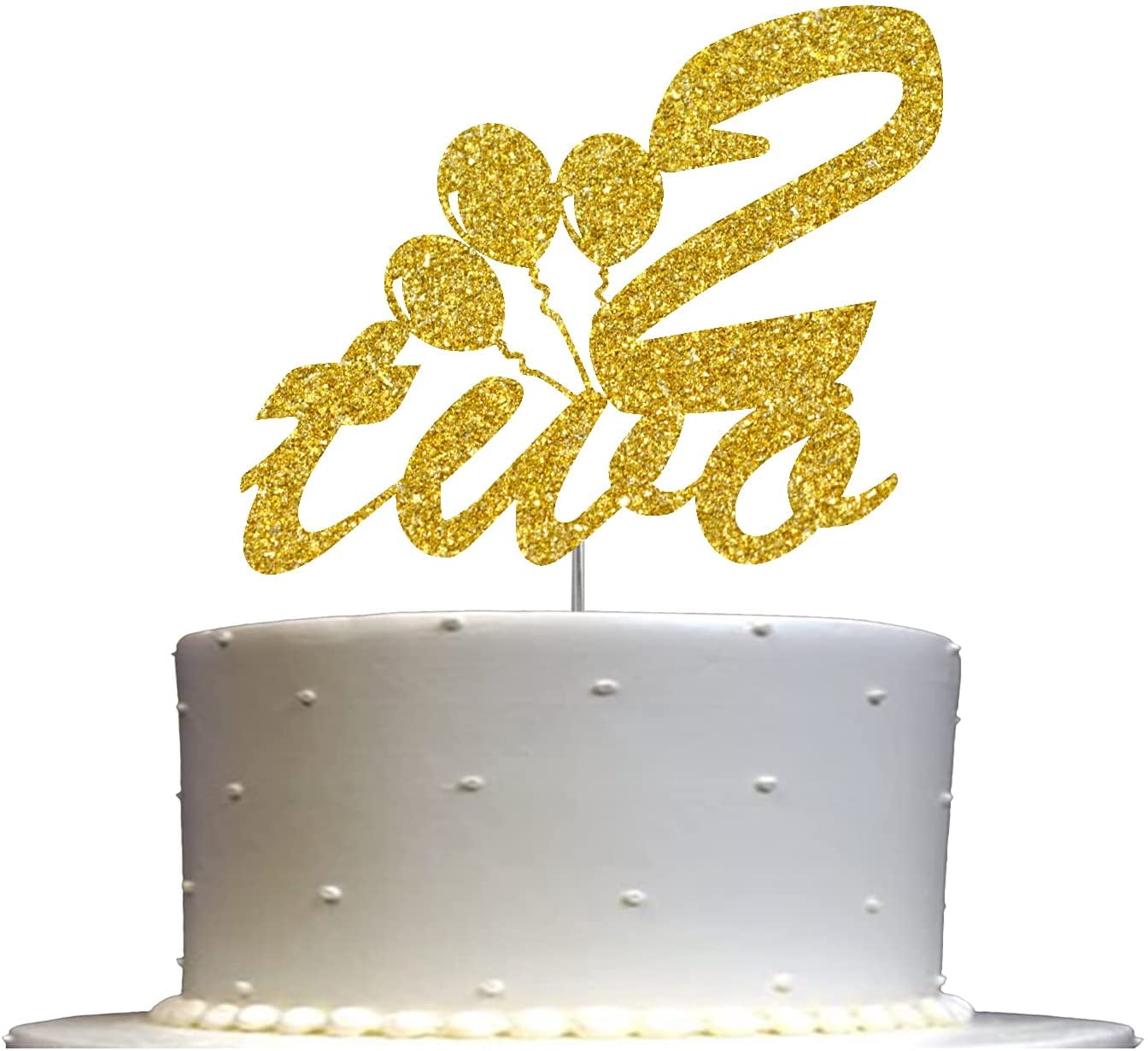 2nd Birthday Cake Topper Gold Glitter, Number Two Children Birthday ...