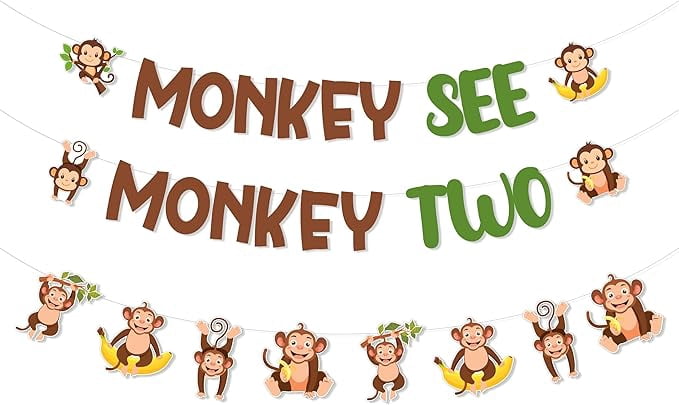 2nd Birthday Decorations for Boys and Girls, Monkey See Monkey Two ...